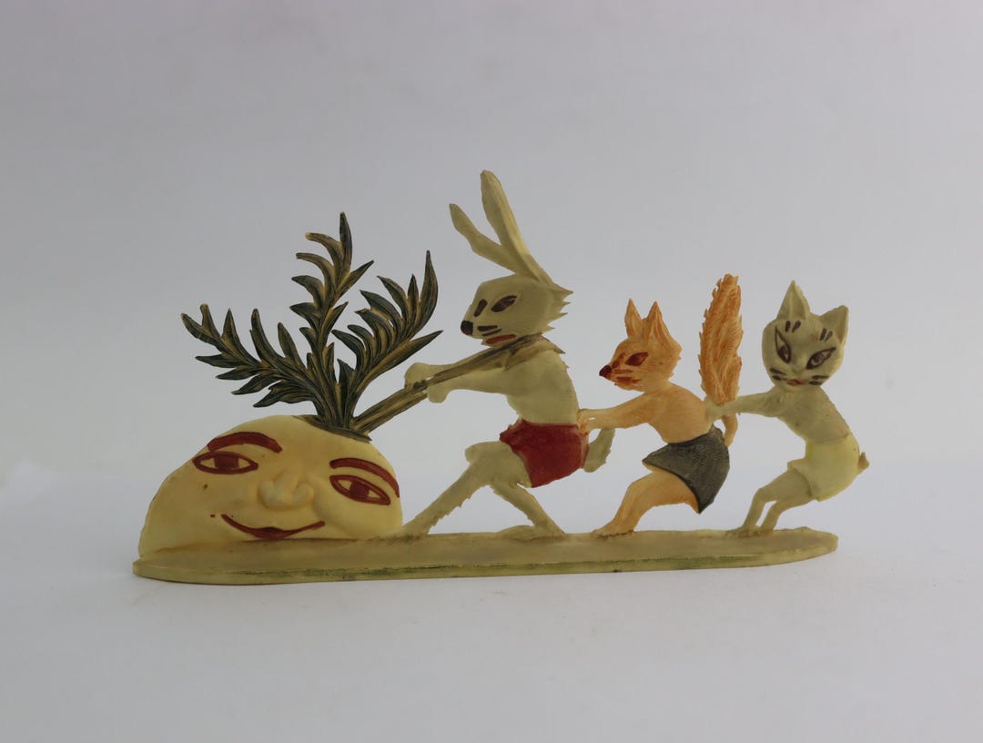 9 Cm Rare Soviet Plastic Collectible Statuette Animals Pull Turnip ...