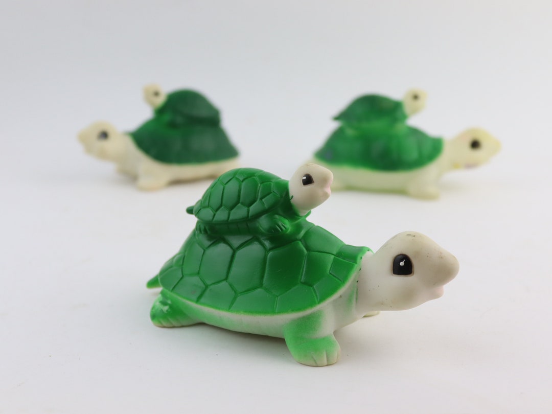6x10cm Very Funny Trio of Vintage Toys Rubber Turtles With Kids, Soviet ...