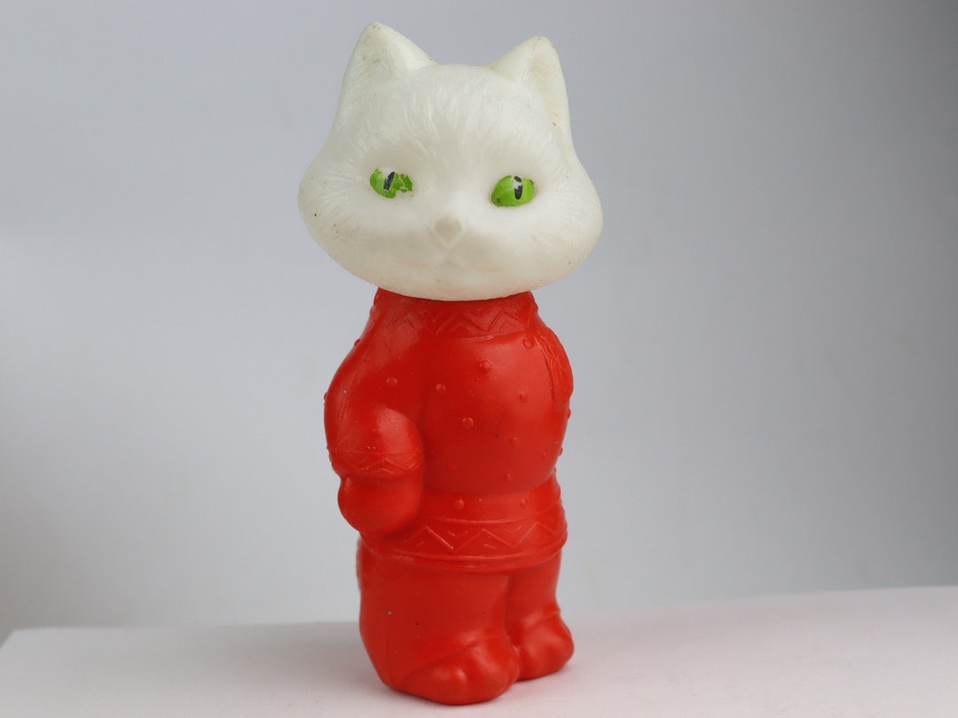 17 Cm Cute Soviet Plastic Green-eyed Cat Red Kitten Soviet - Etsy