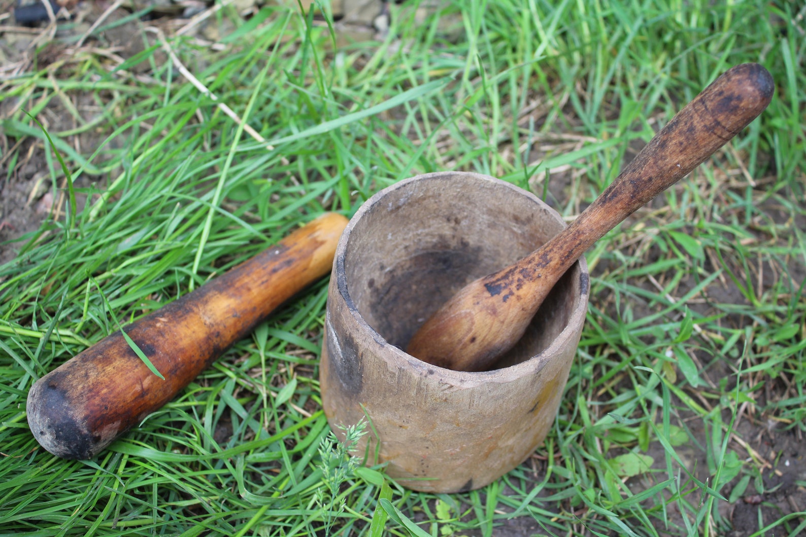 Antique Wooden Mortar Vintage Churn Butter Whisk Oil | Etsy