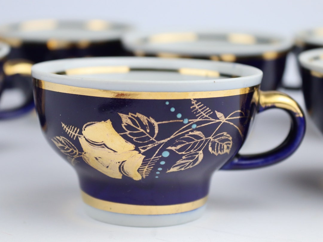 6 Porcelain Coffee Cups, Soviet Cobalt Coffee Set, Espresso Coffee Cup ...