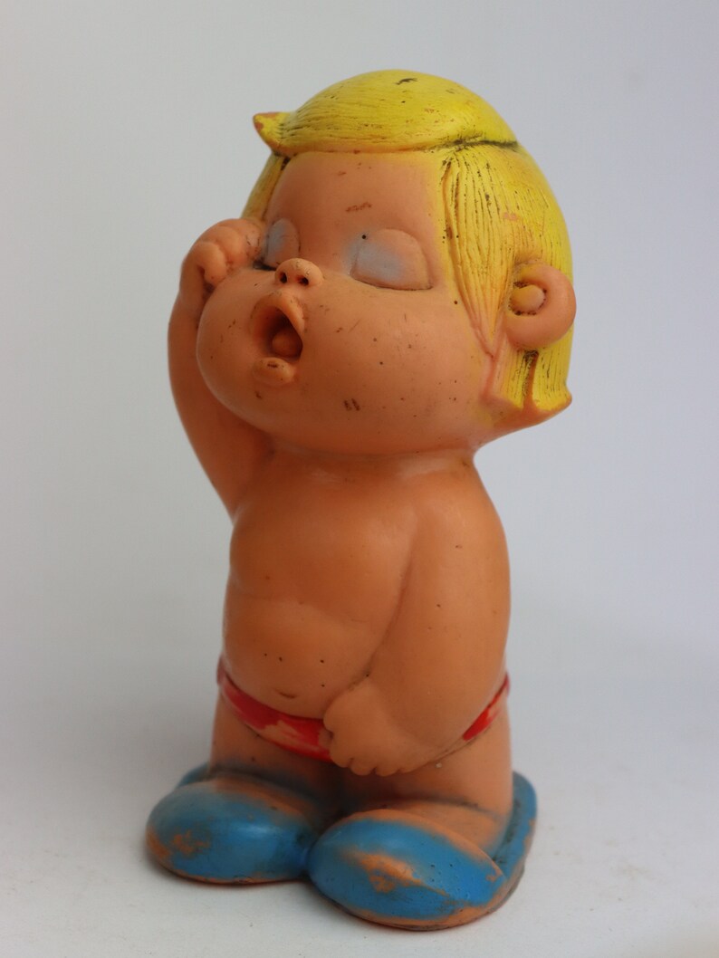 16 Cm Rare Vintage Rubber Toy Crying Toddler, Crybaby Child, Capricious ...