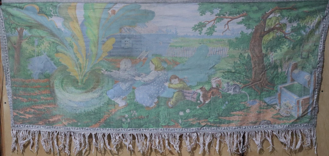 Soviet Wall Cotton Carpet Turnip, Cotton Tapestry Carpet, Vintage ...