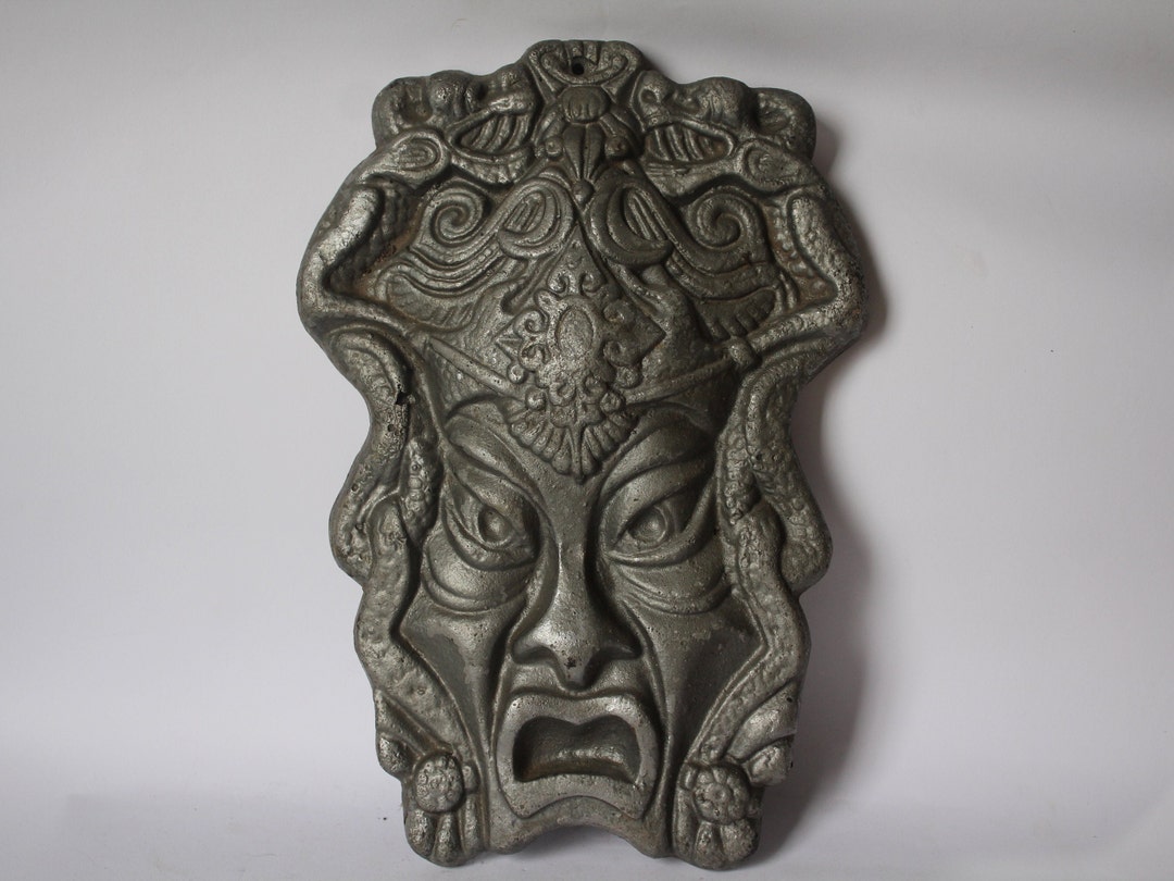 Vintage Metal Face Samurai. Soviet Decor. Vintage Metal Mask. Antique ...
