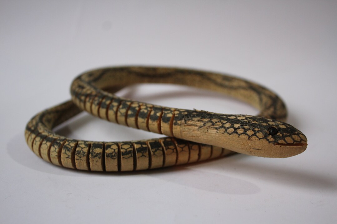 Vintage Hand Carved Wooden Snake, Snake Hand Made, Flexible Toy, Wood ...