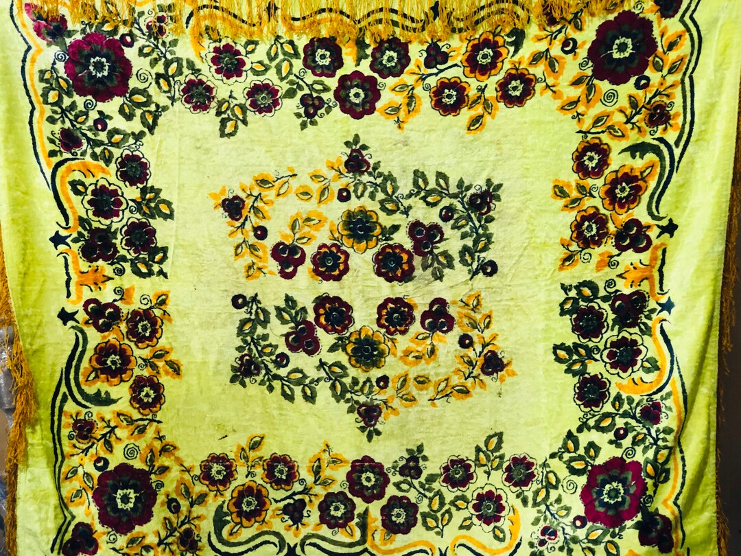 Soviet Plush Tablecloth, Vintage Tablecloth, Rustic Carpet, Vintage ...