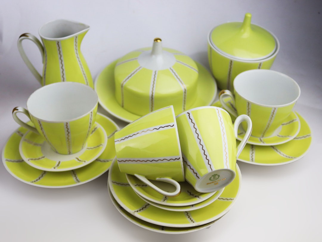 GDR Vintage Coffee Set for 4 Persons, Vintage Coffee Set, Vintage Porcelain Service, Vintage ...