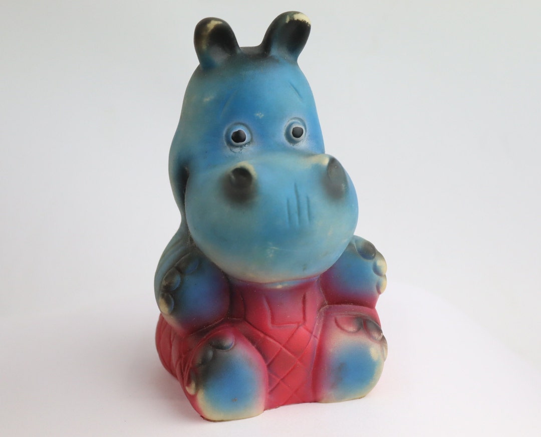 13 Cm Cute Soviet Rubber Behemoth Toy, Ussr Toy, Funny Toy Hippopotamus ...