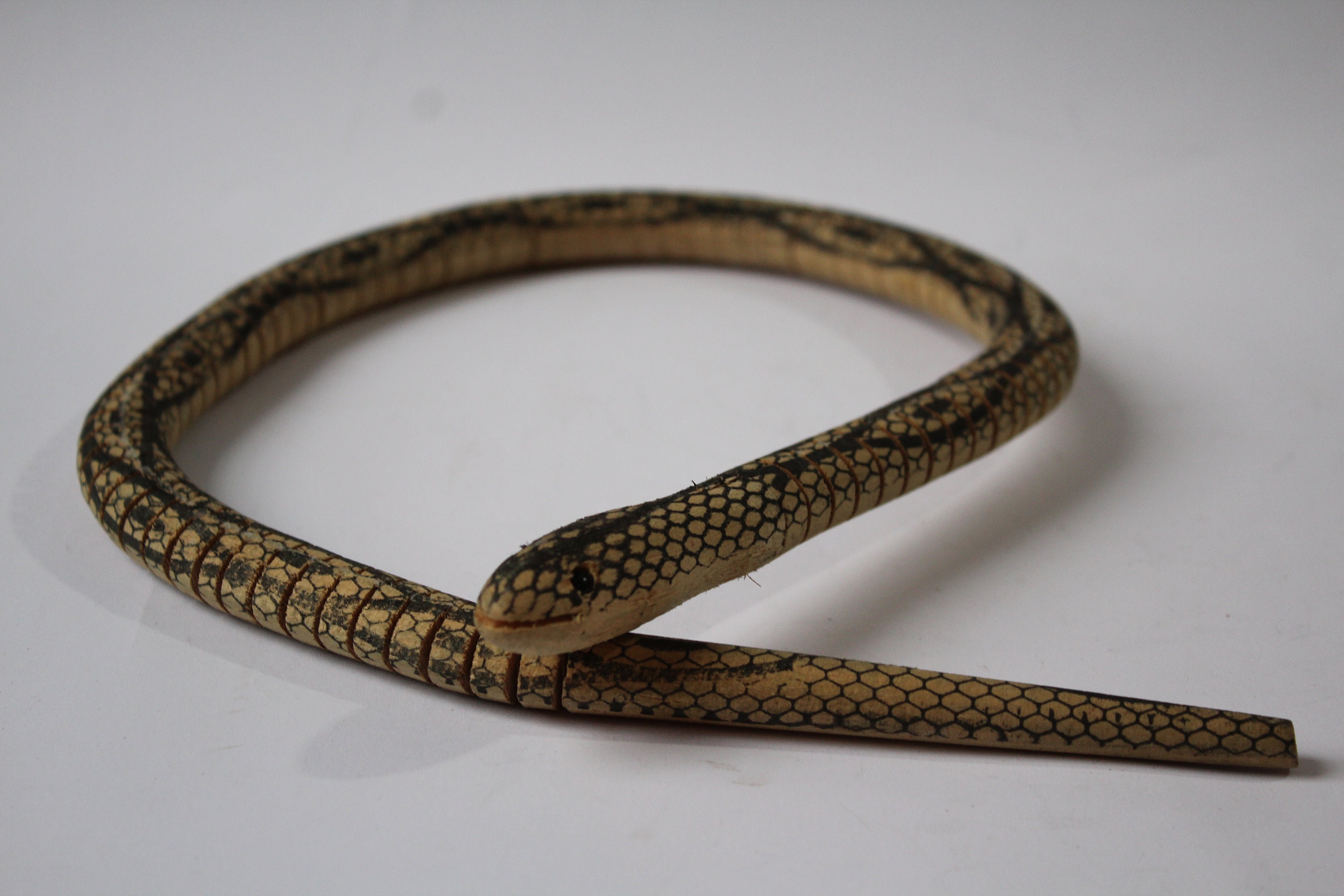 Vintage Hand Carved Wooden snake snake Hand Made Flexible | Etsy