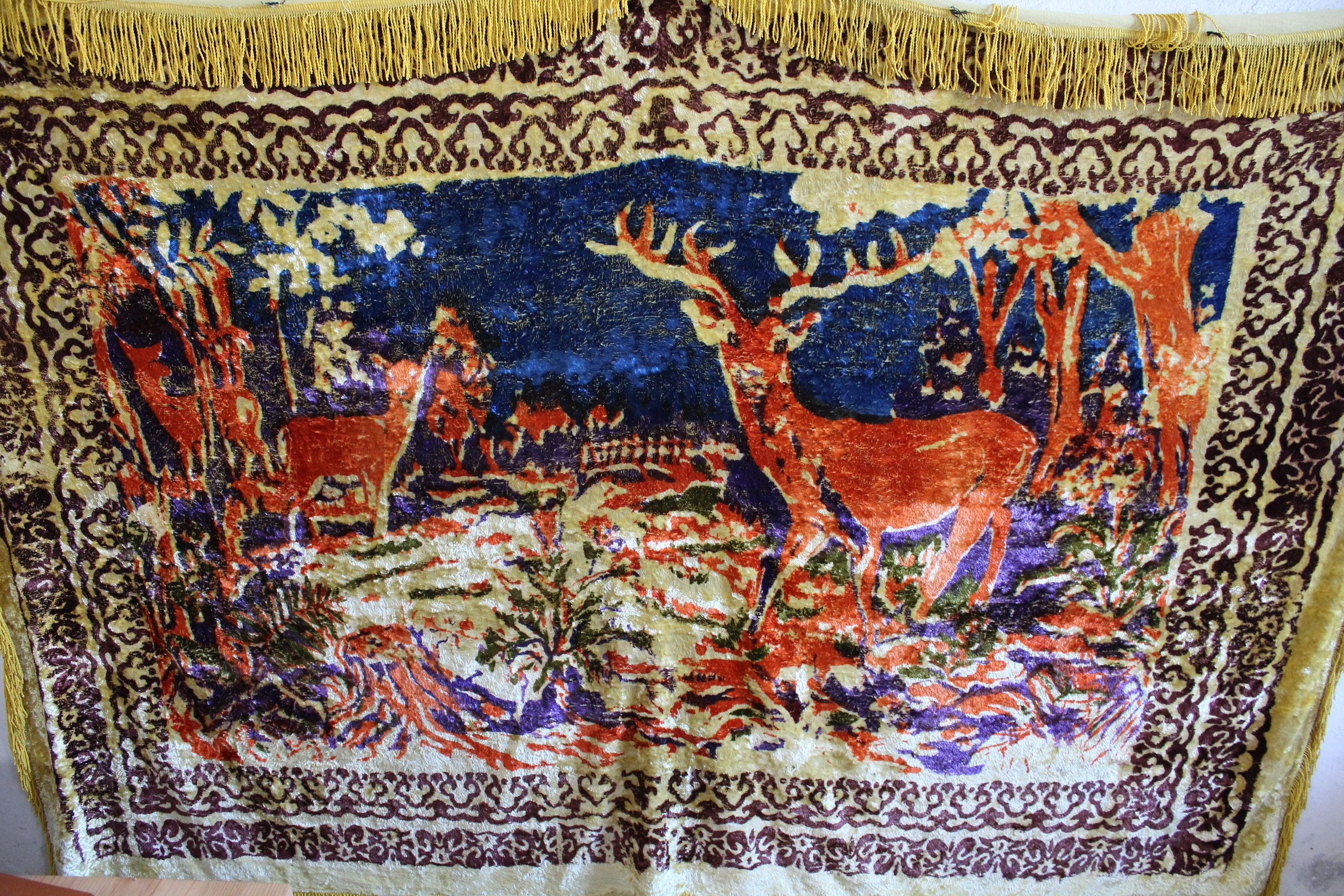 Soviet Plush Carpet Deer Vintage Wall Carpet Tablecloth | Etsy