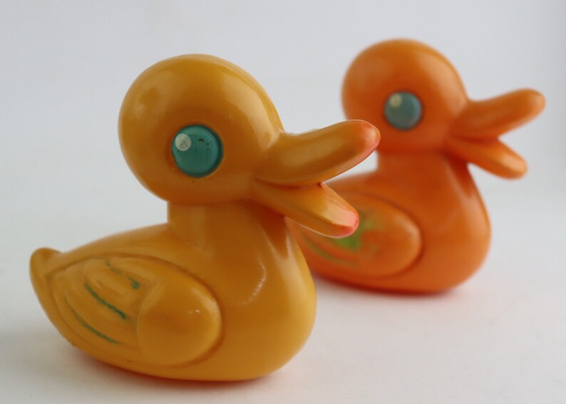 10 Cm Cute Duet of Soviet Celluloid Duck Toys, Vintage Duckling Toy ...