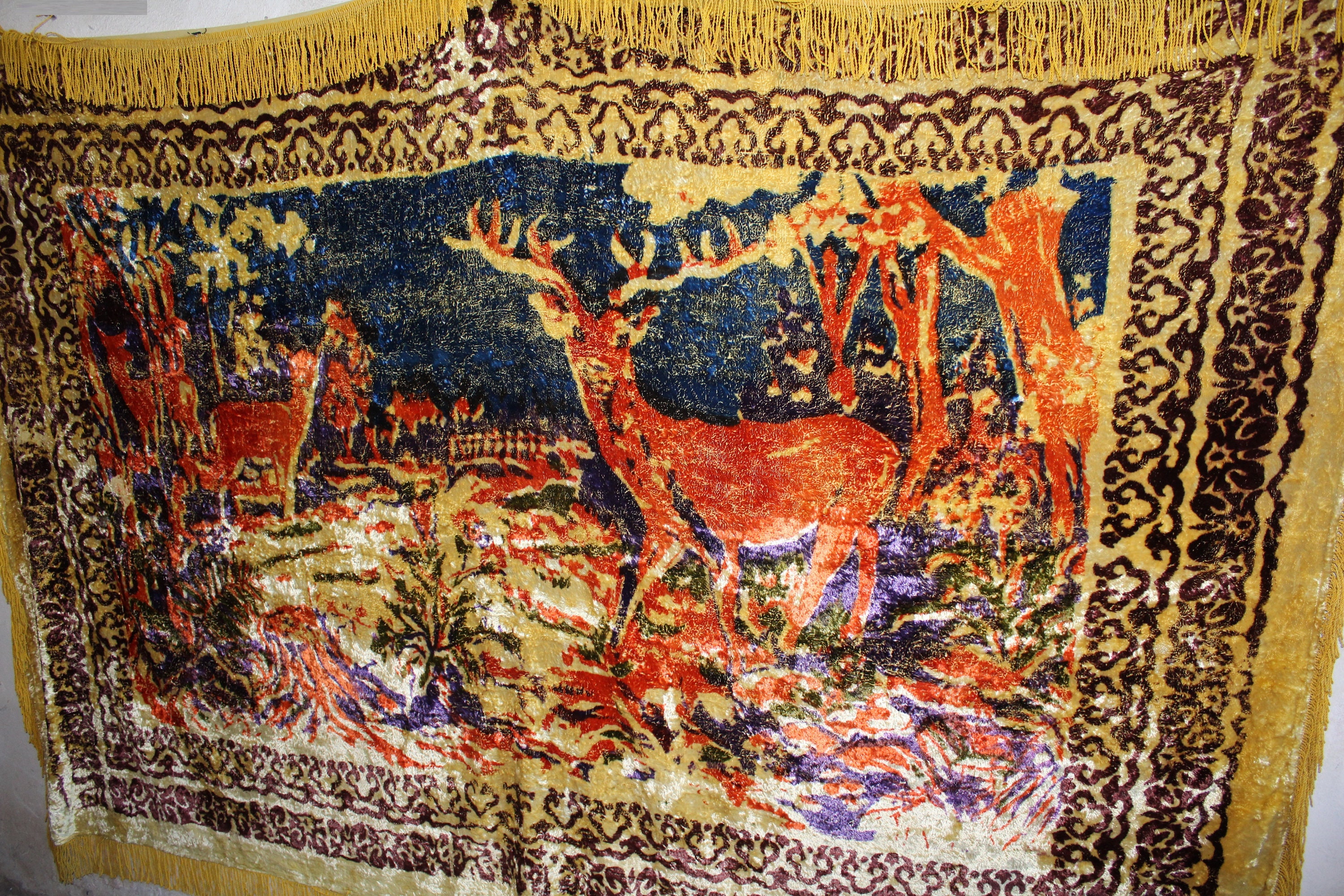 Soviet Plush Carpet Deer Vintage Wall Carpet Tablecloth | Etsy