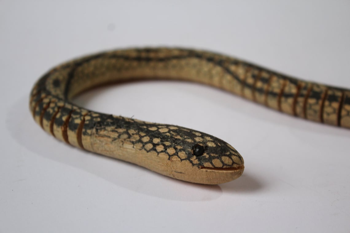 Vintage Hand Carved Wooden snake snake Hand Made Flexible | Etsy