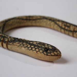 Vintage Hand Carved Wooden Snake, Snake Hand Made, Flexible Toy, Wood ...