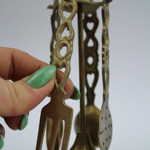 Vintage Brass Kitchen Set, Metal Set. Small Spoon, Colander, Fork ...