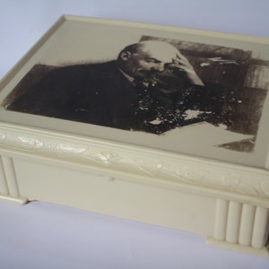 Rare Soviet Bakelite Box Lenin, Beads Holder, Button Storage Box ...