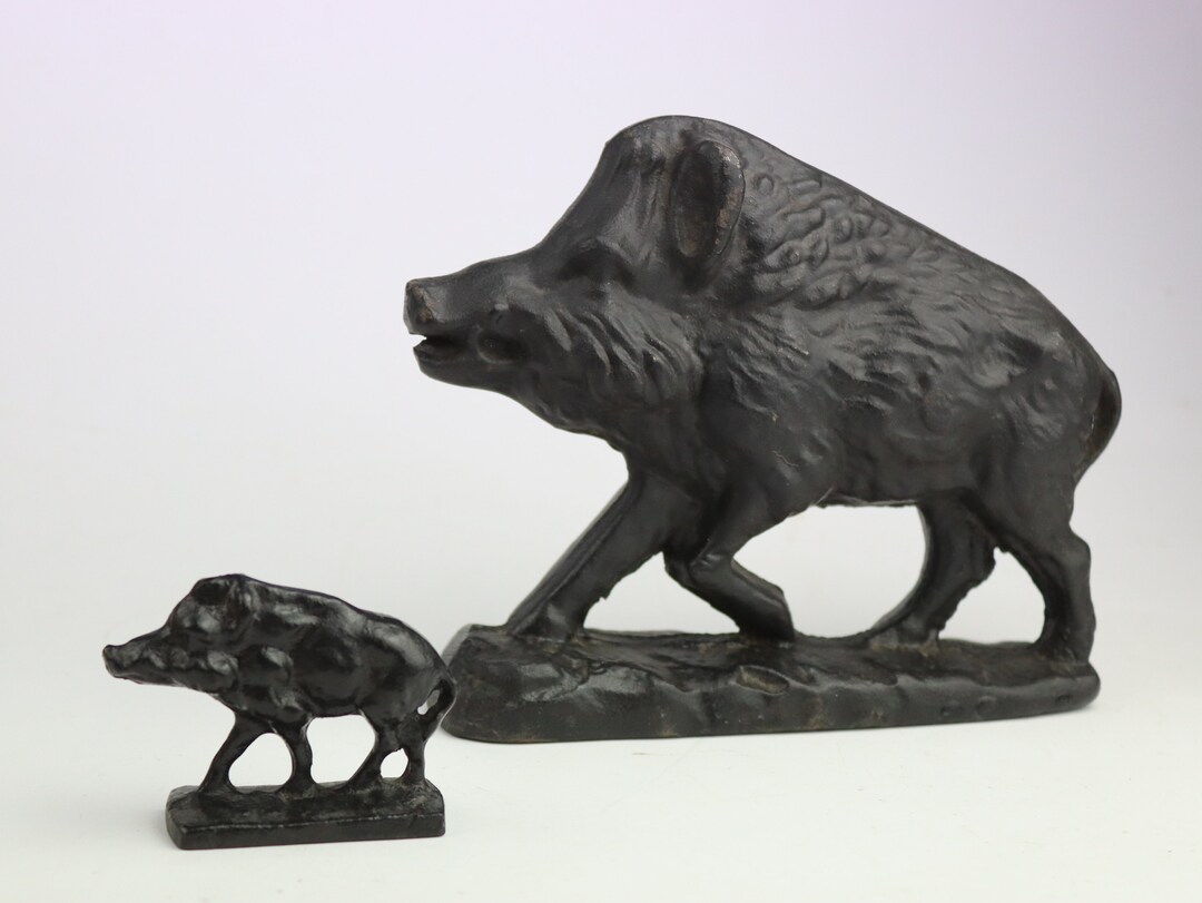 Very Rare Two Soviet Metal Figurines Wild Boars. Cast Iron Figurine ...
