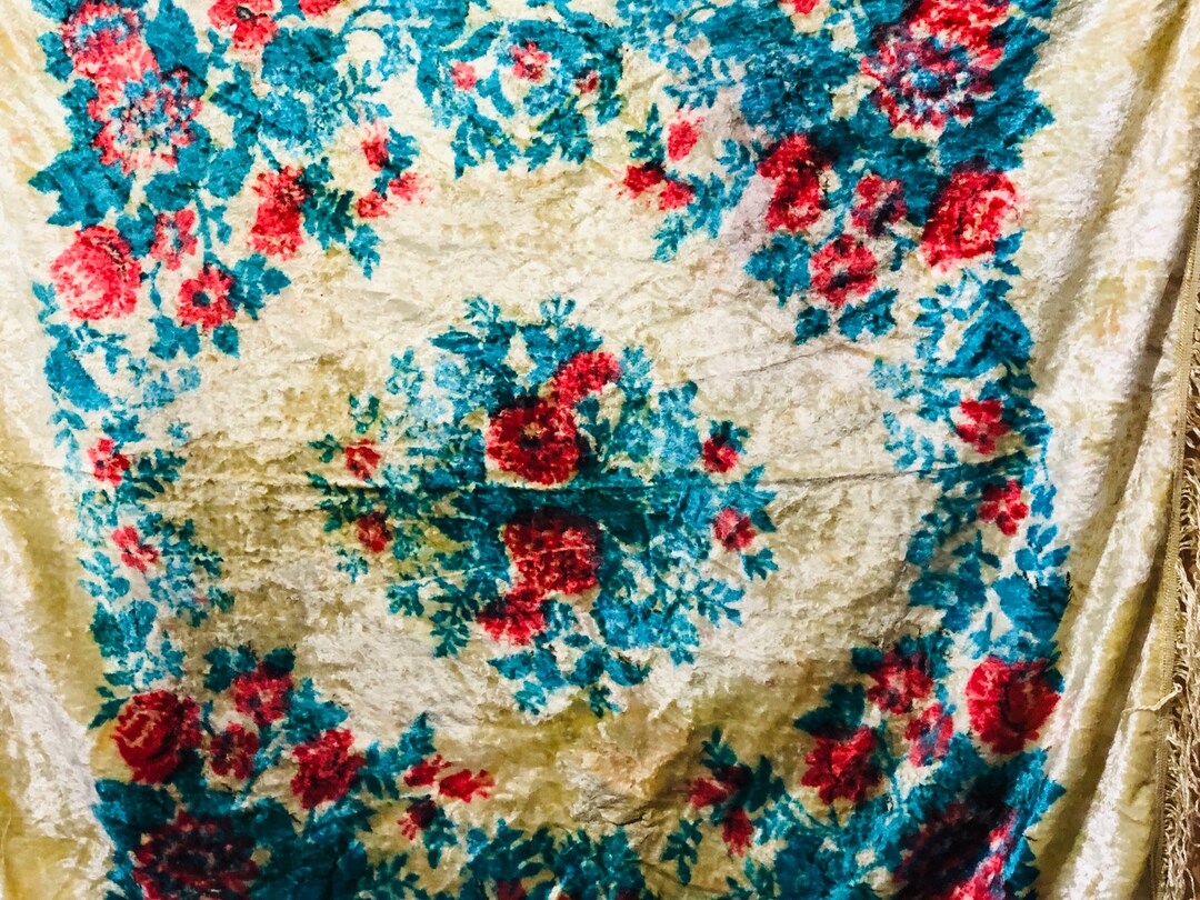 Soviet Plush Tablecloth, Vintage Square Tablecloth,rustic Carpet ...