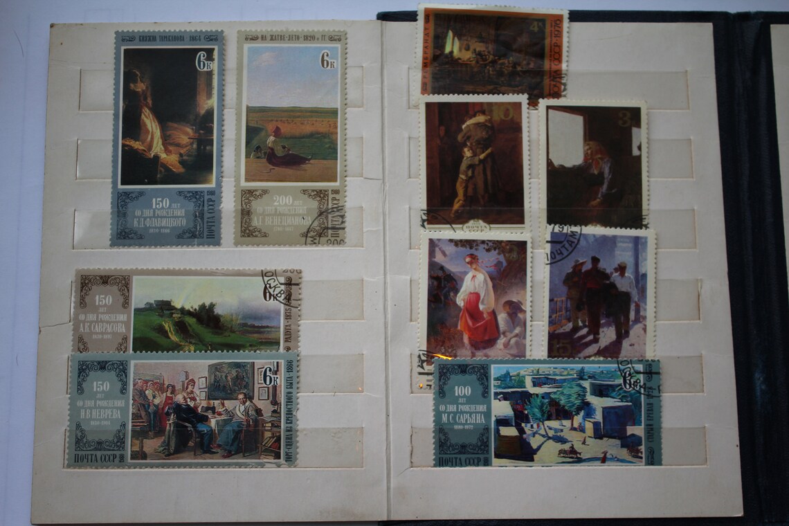 Soviet Postage Stamp Collecting Album, Vintage Soviet Stamp Book, Small ...