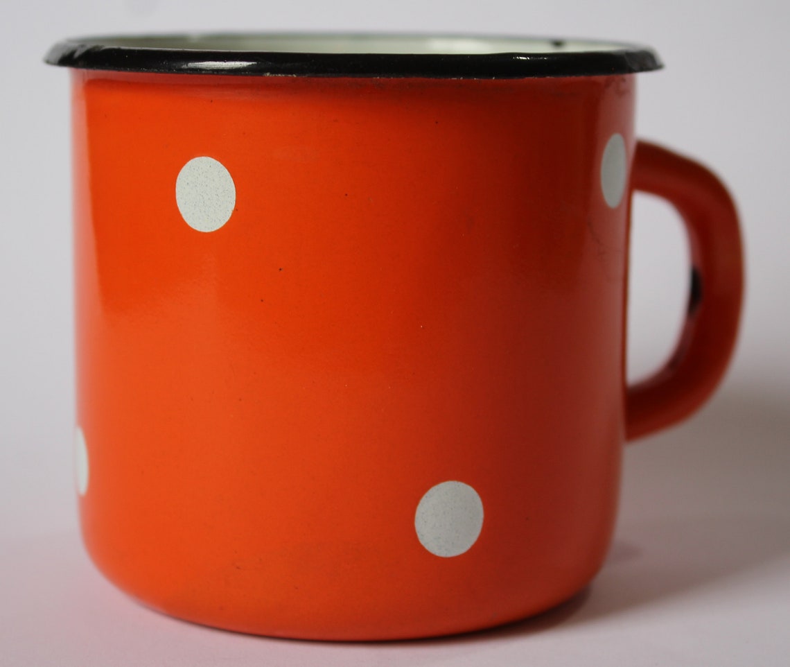 Soviet Enamel Mug Polka Dot, Enamel Can. Enamel Milk Can. Vintage Milk ...