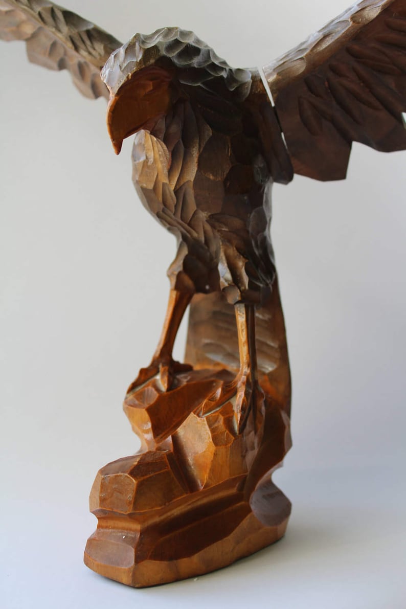 Big Soviet Hand Carved Wooden Eagle Eagle Hand Made Wood - Etsy