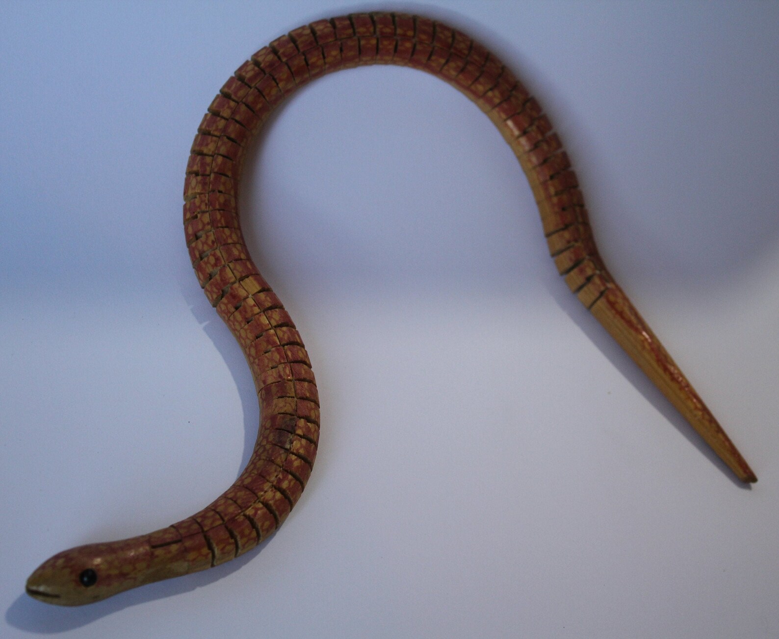 Vintage Hand Carved Wooden Snake, Snake Hand Made, Flexible Toy, Wood ...