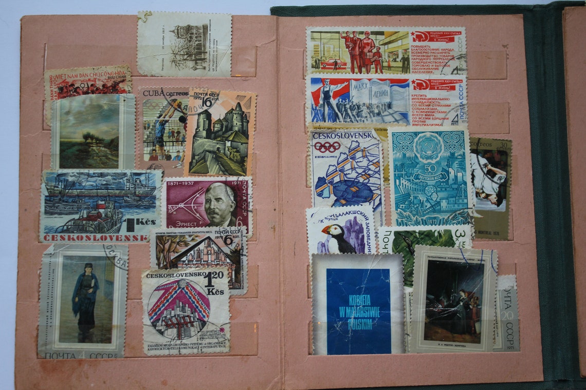 Soviet Postage Stamp Collecting Album, Vintage Soviet Stamp Book, Small ...