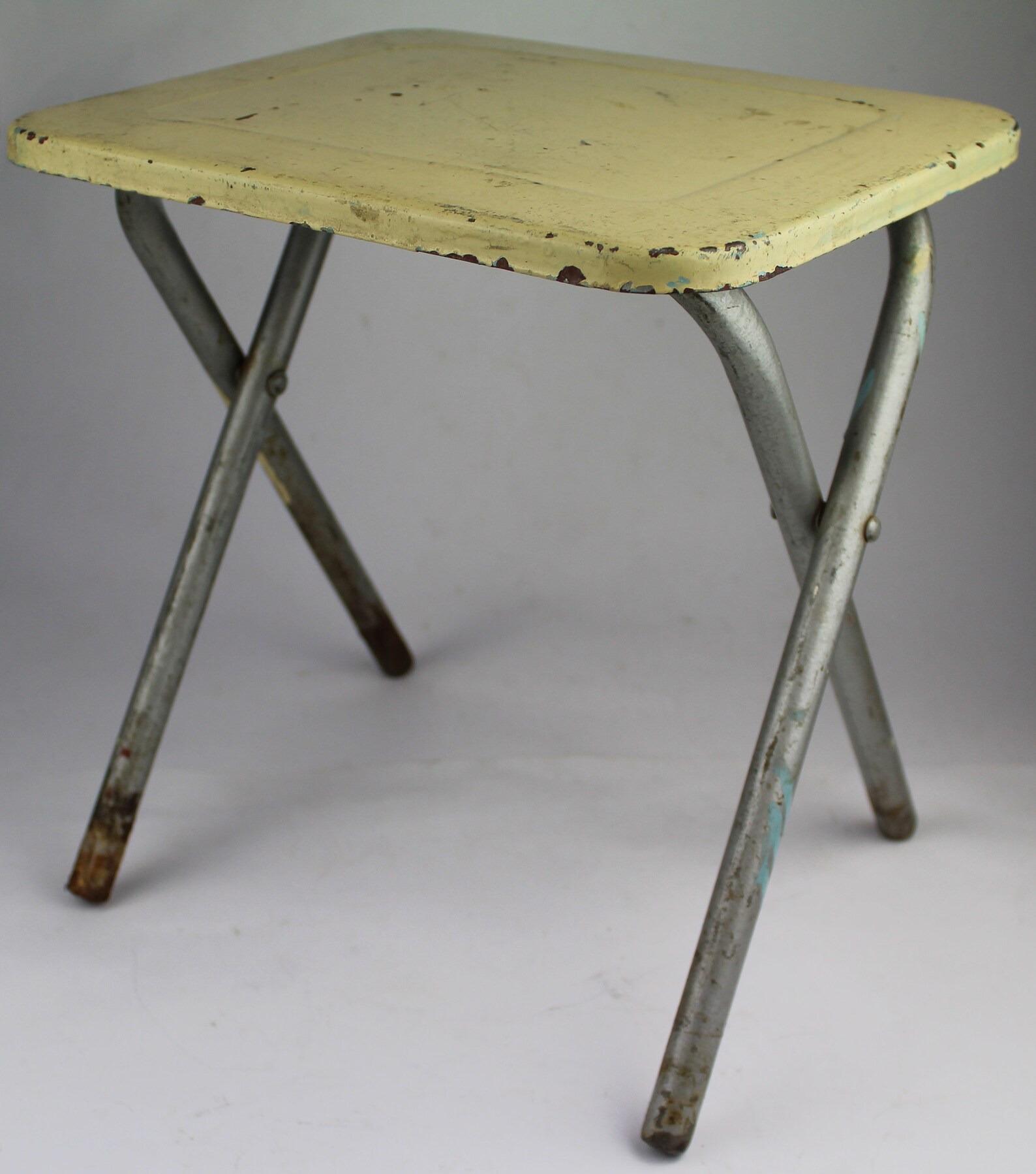 Vintage Metal Chair, Soviet Folding Stool, Old Metal Chair, Small Metal ...