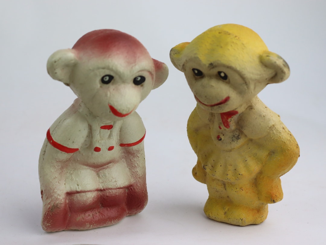 13 Cm Cute Vintage Monkeys Girl and Boy, Duet of Soviet Rubber Animals ...