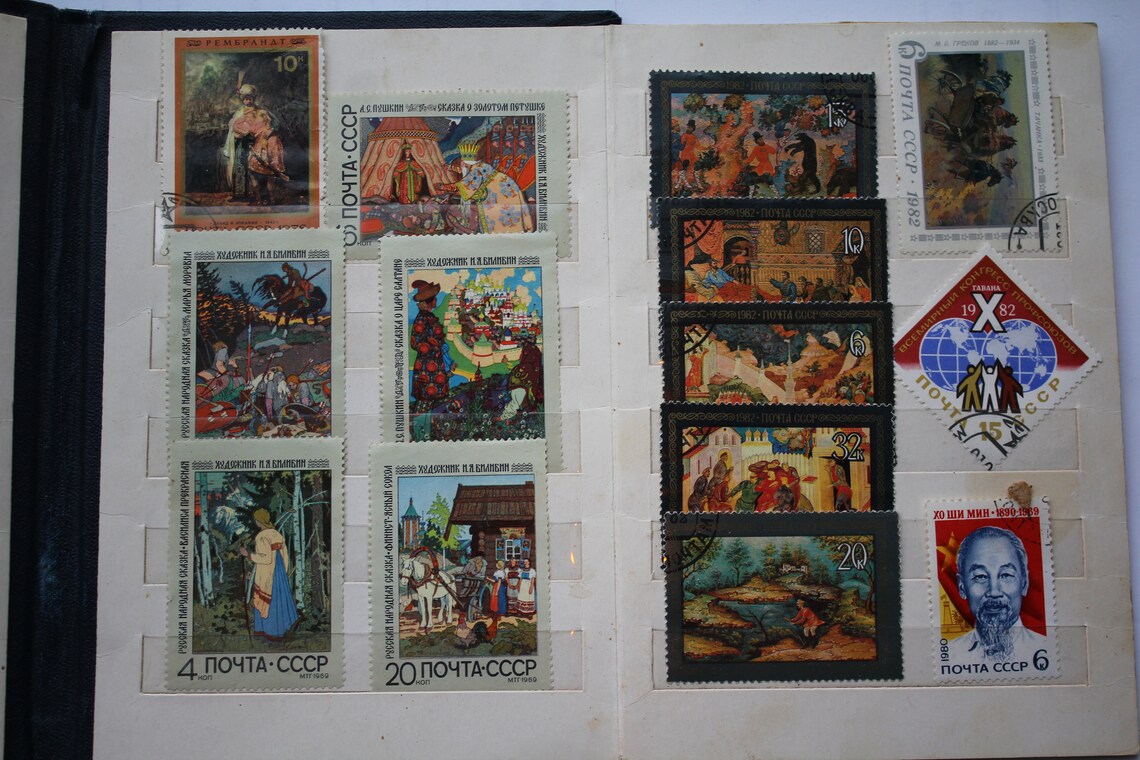 Soviet Postage Stamp Collecting Album, Vintage Soviet Stamp Book, Small ...
