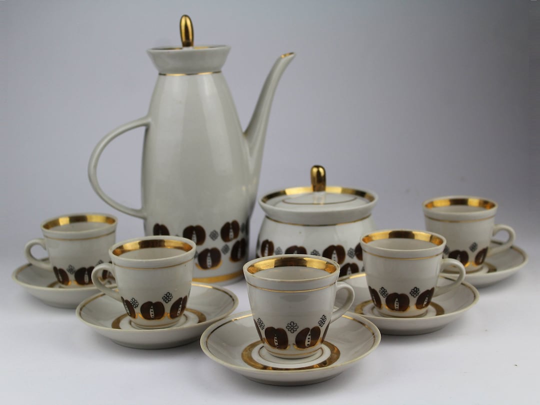 Soviet Porcelain Coffee Set for 5 Persons, Soviet Tea Set, Soviet ...