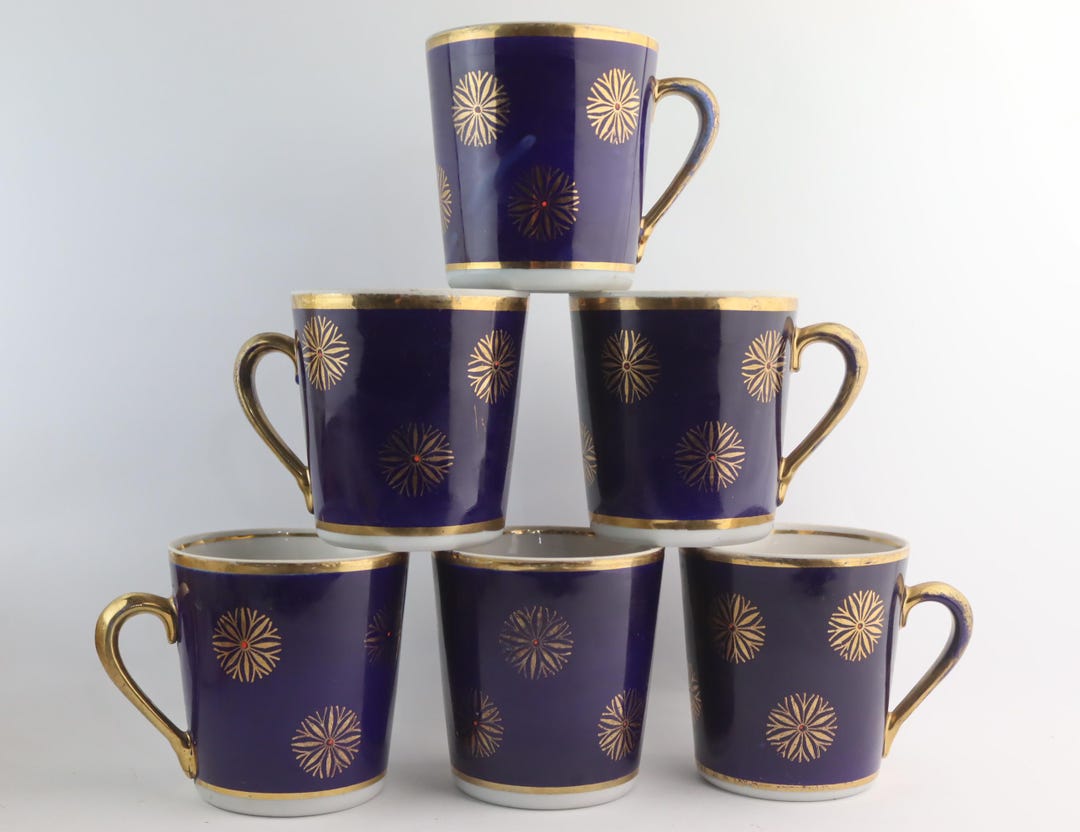 6 Soviet Cobalt Tea Mugs, Big Soviet Cobalt Mug, Soviet Coffee Set ...
