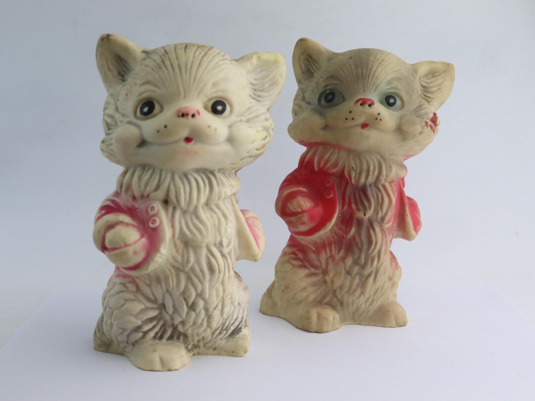 16 Cm Vintage Rubber Cute Pair of Cats, Soviet Toy, Soviet Doll ...