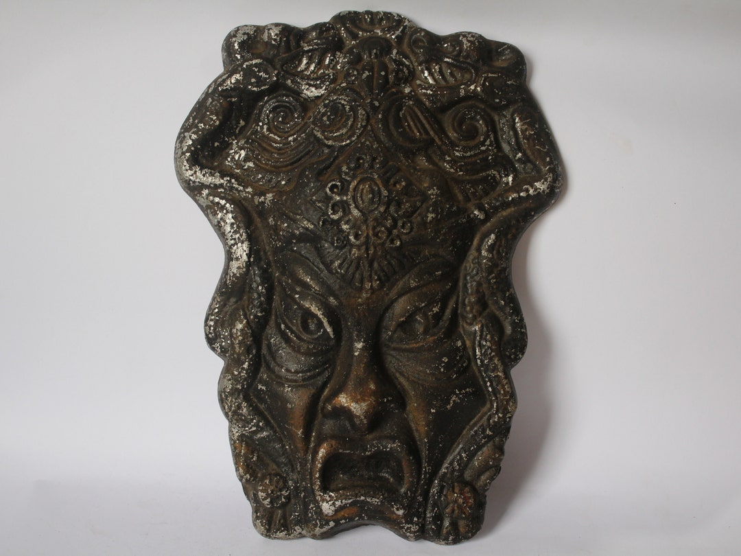 Vintage Metal Face Samurai. Soviet Decor. Vintage Metal Mask. Antique ...