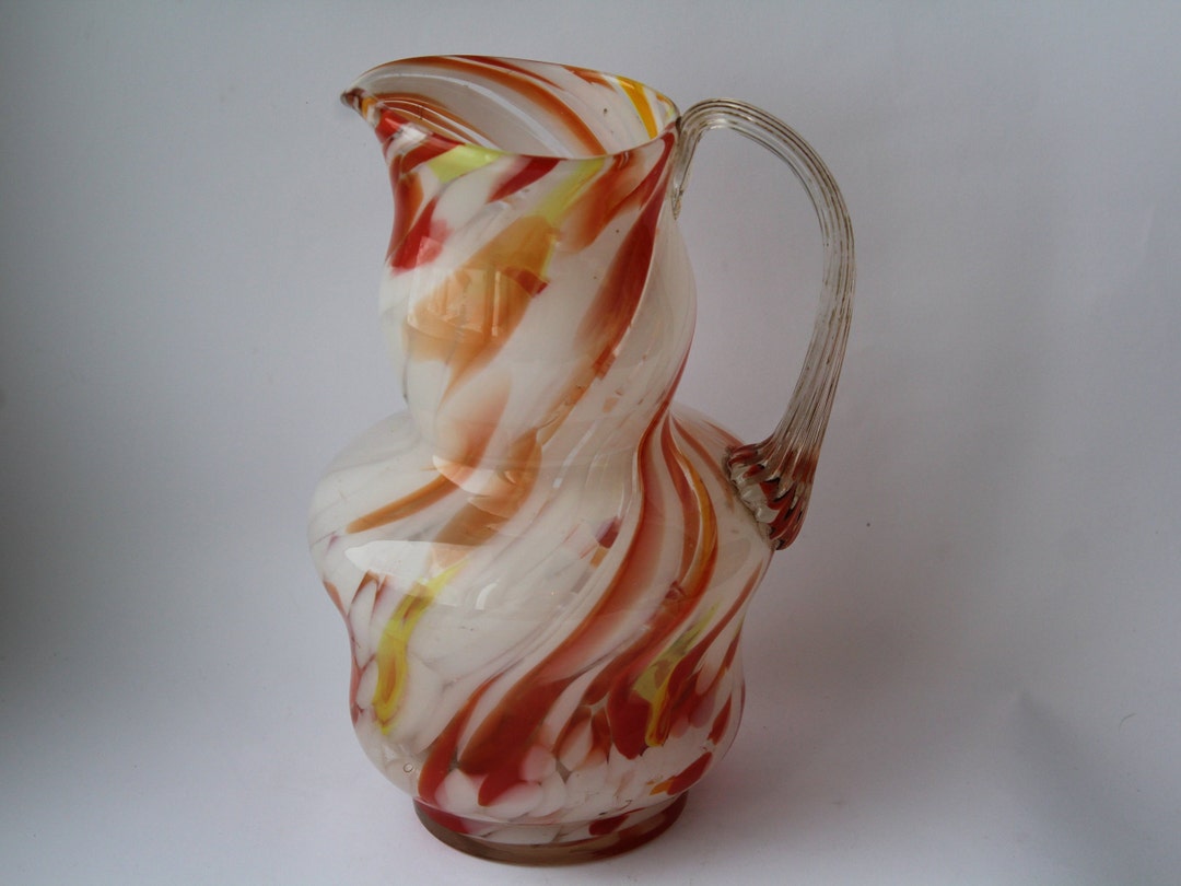 Soviet Glass Pitcher, Colored Glass Jug, Juice Jug, Tableware, Soviet ...