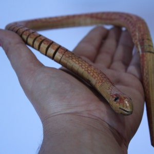 Vintage Hand Carved Wooden Snake, Snake Hand Made, Flexible Toy, Wood ...