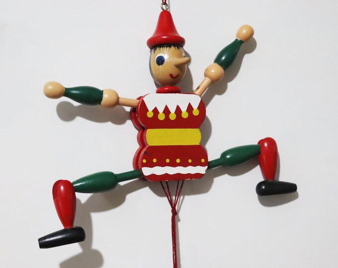 21 Cm Vintage Hanging Pinocchio Toy, Austrian Hinged Toy, Jumping ...