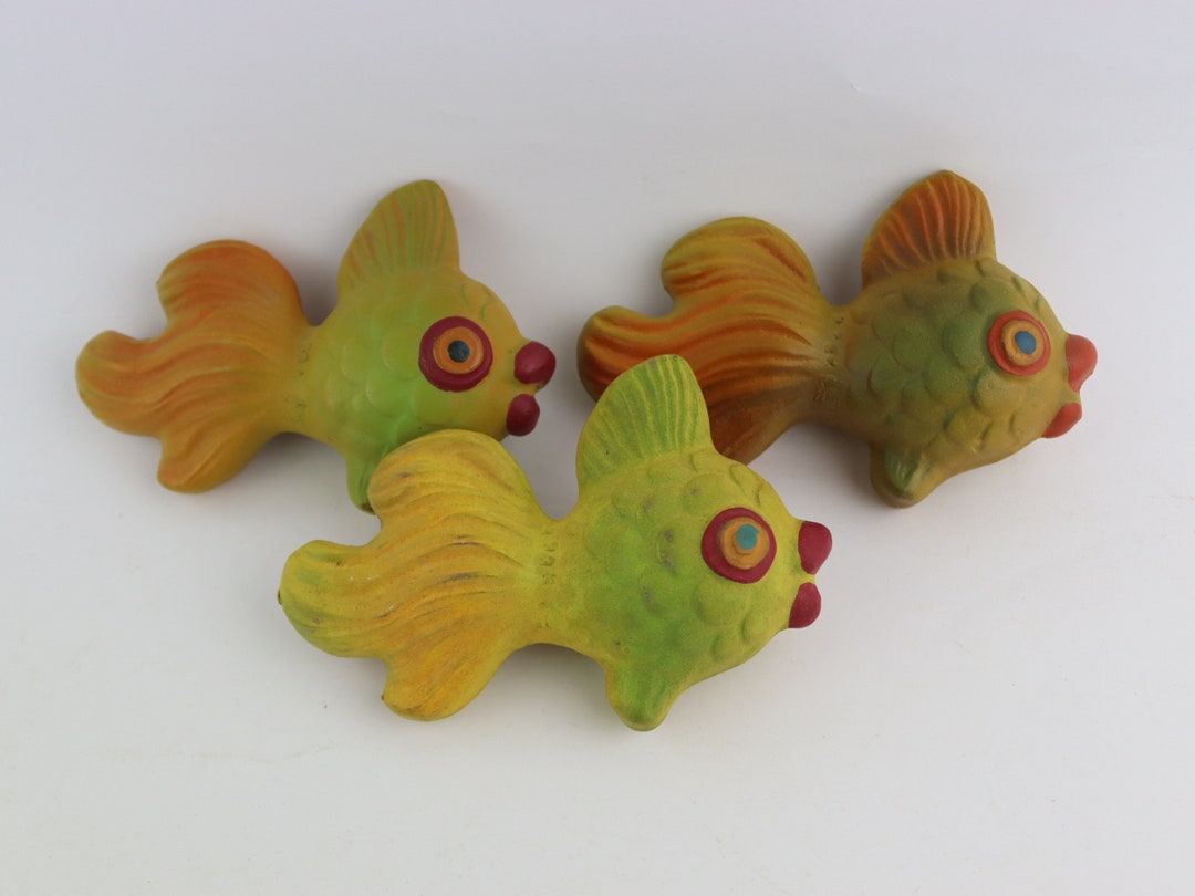 Very Rare Trio of Soviet Rubber Fish Toys, Vintage Small Fish Toy, USSR ...
