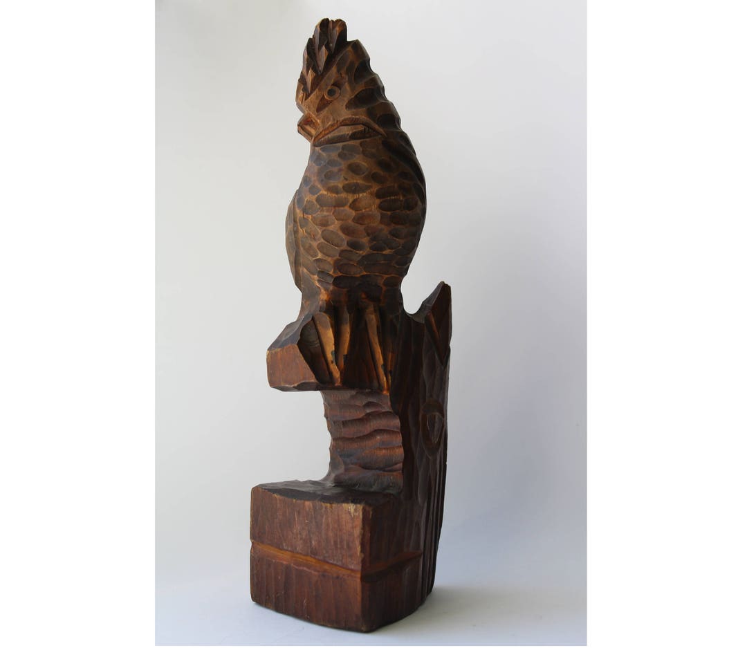 Soviet Hand Carved Wooden Parrot, Parrot Hand Made Wood, Parrot, Wooden ...