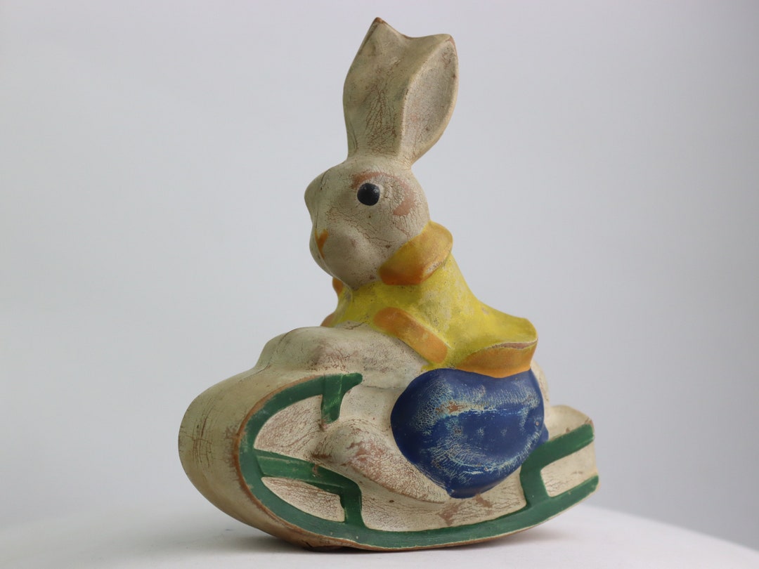 14 Cm Very Old Collectible Soviet Rubber Bunny on a Sled Toy, Ussr Toy ...