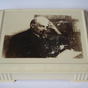 Rare Soviet Bakelite Box Lenin, Beads Holder, Button Storage Box ...