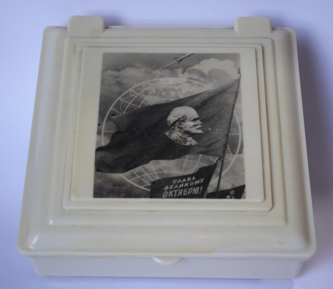 Rare Soviet Bakelite Box Lenin, Beads Holder, Button Storage Box ...