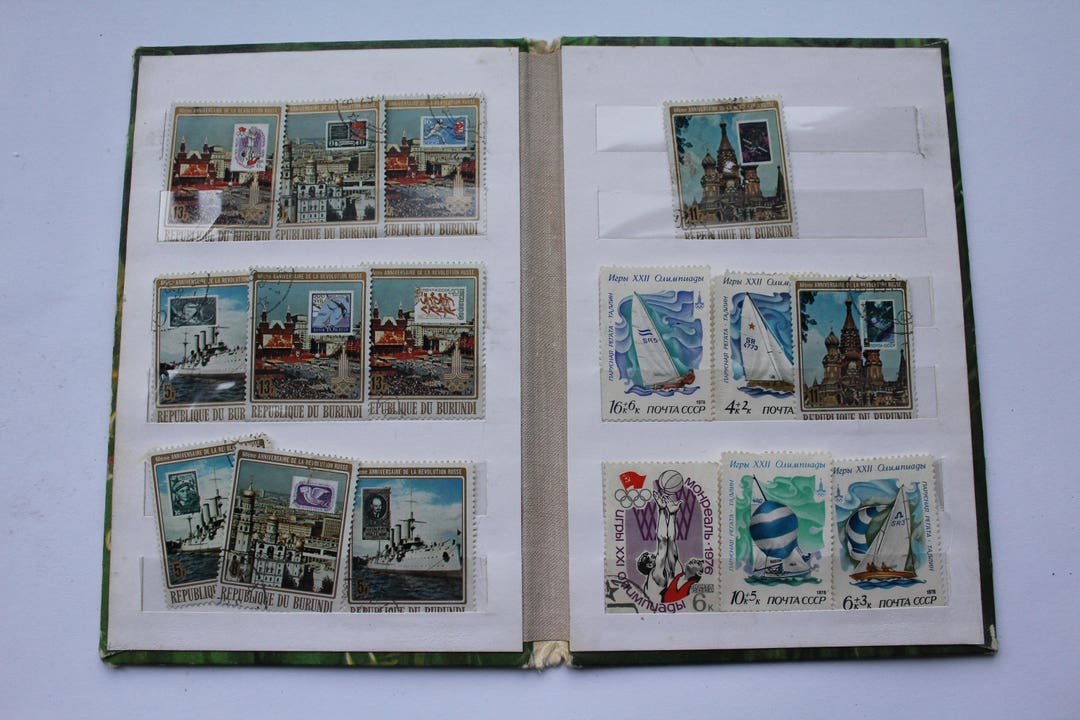 Soviet Postage Stamp Collecting Album, Vintage Soviet Stamp Book, Small ...