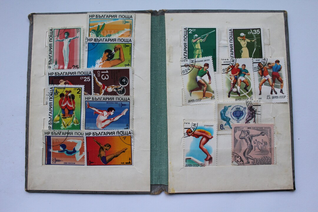 Soviet Postage Stamp Collecting Album, Vintage Soviet Stamp Book, Small ...
