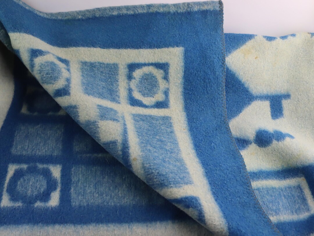150x100 Cm Soviet Wool Blanket, Baby Ussr Coverlet, Vintage Heavy ...