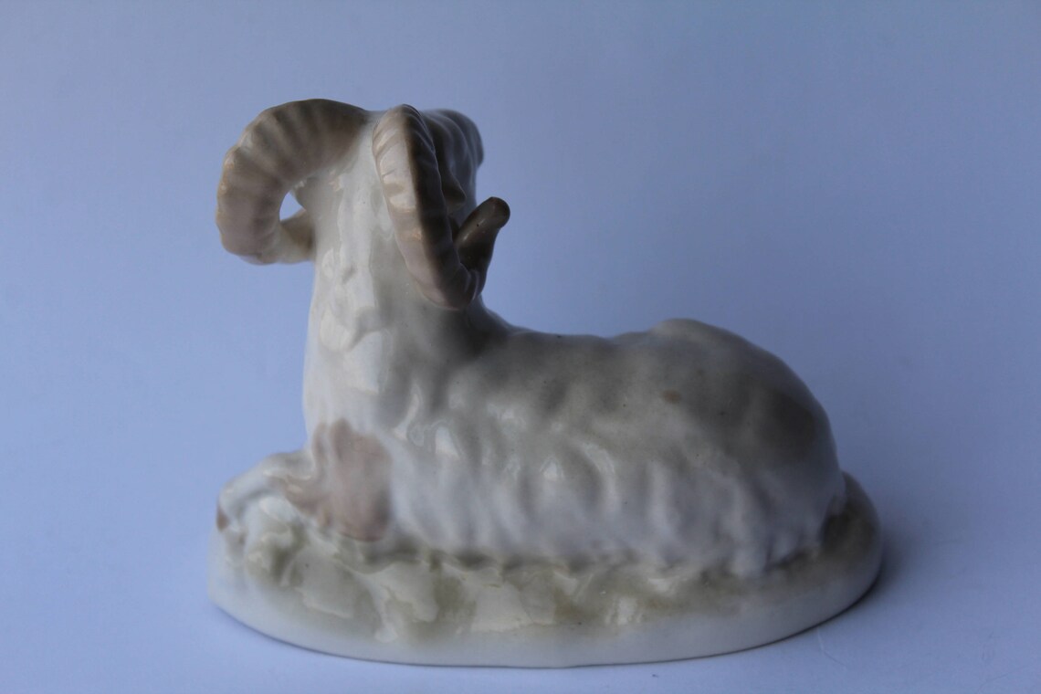 Soviet Porcelain Figurine Mountain Sheep, Vintage Statuette Mountain ...