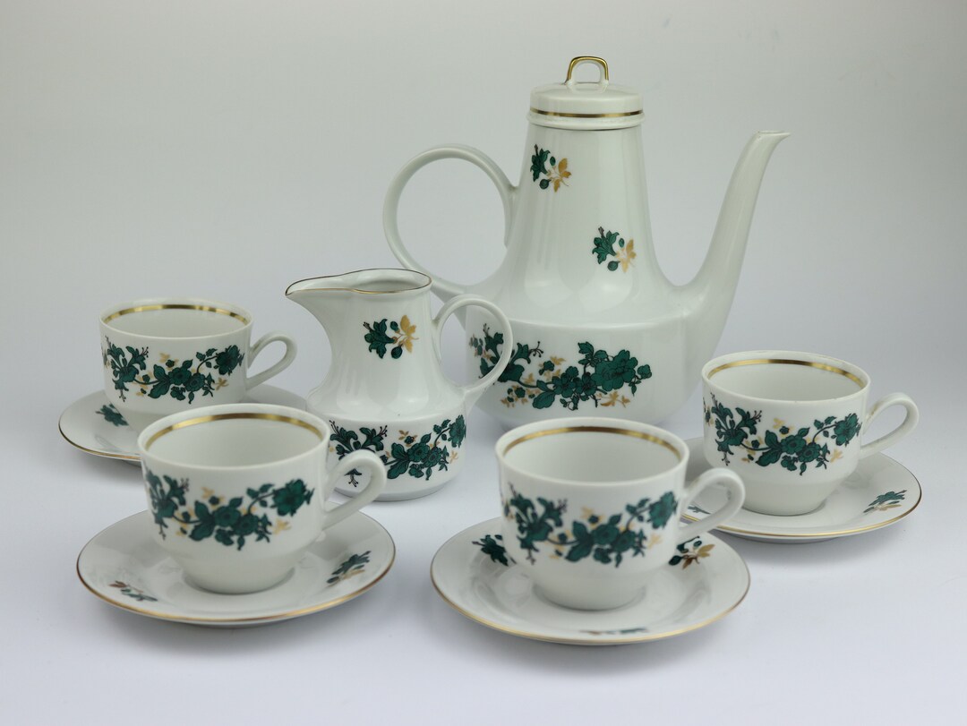 GDR Vintage Coffee Set for 4 Persons, Full Vintage Coffee Set, Porcelain Service, Vintage ...