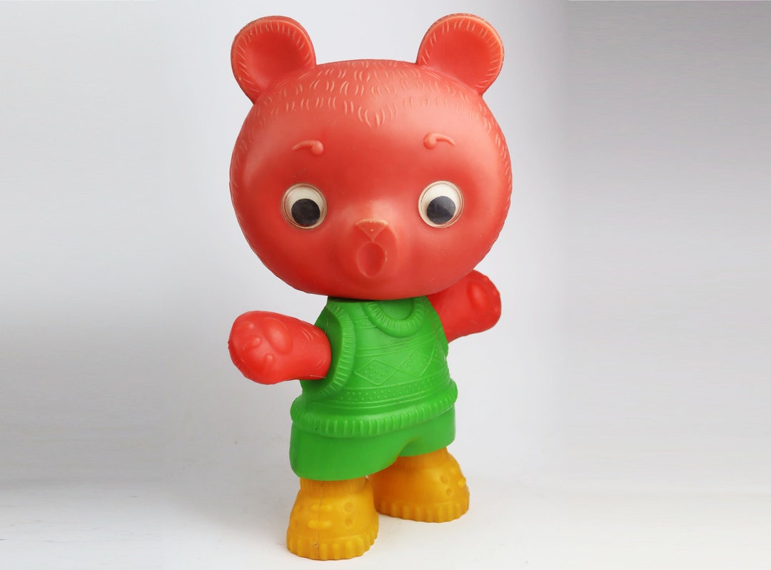 32 Cm Bright Soviet Plastic Toy Bear With Shifty Eyes, Vintage Teddy ...