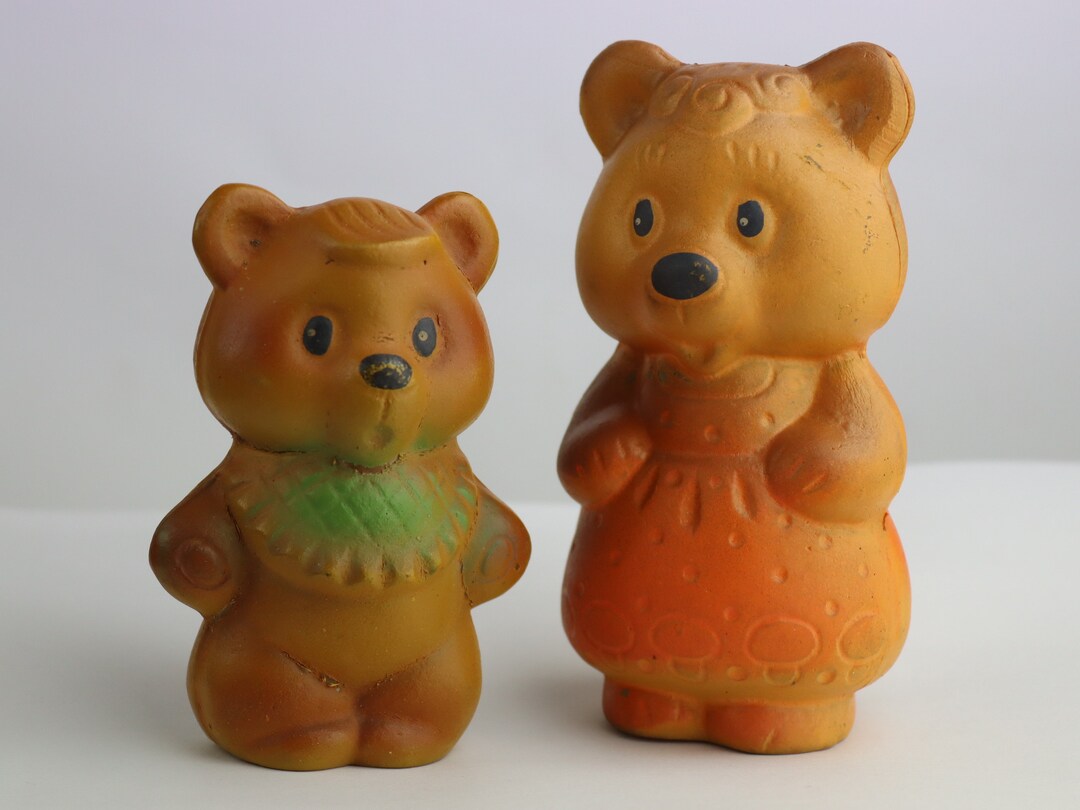 14 Cm Cute Soviet Rubber Mother Bear and Baby Bear, Soviet Vintage Toy ...
