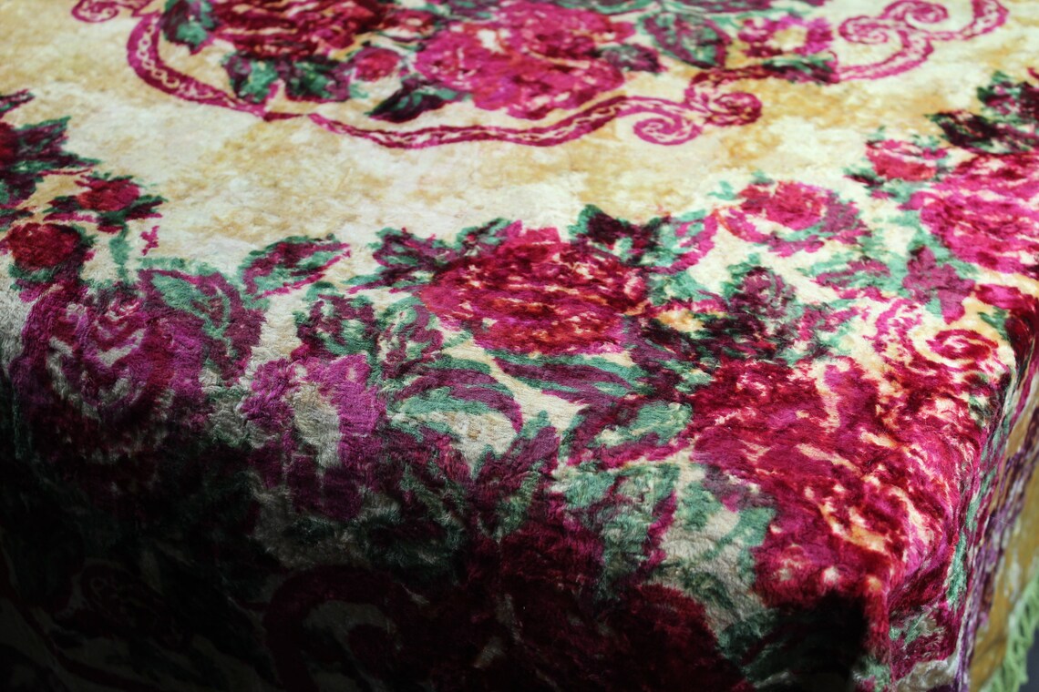 Soviet Plush Tablecloth, Vintage Tablecloth, Rustic Carpet, Vintage ...